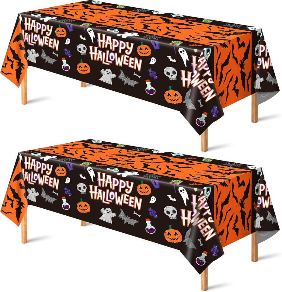 OHOME Halloween Decorations - 2 Pack Plastic Tablecloth for Halloween ...