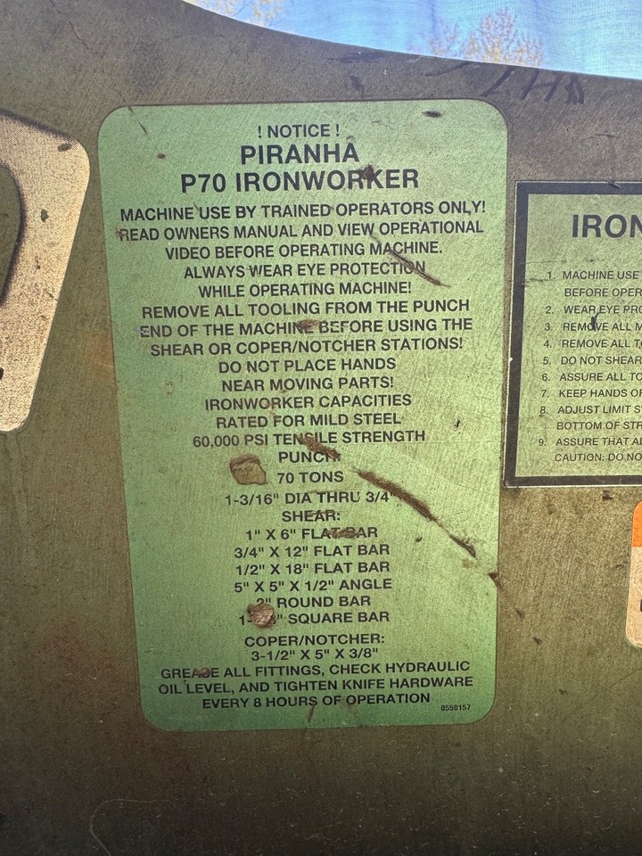 piranha ironworker p70 with punch dies | eBay