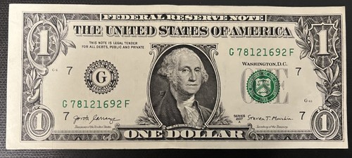 $1 ONE US DOLLAR BILL NOTE MISCUT RIGHT - MISALIGNED OFF CENTER ERROR ...