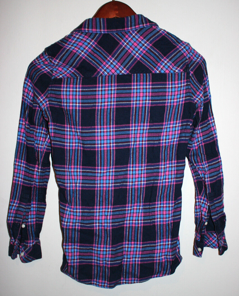 Womens GAP Flannel Button Front Top Long Sleeve Purple Multicolor XS | eBay