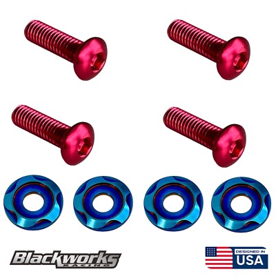4 Titanium Burnt License Plate Anti Theft Hex Security Bolts Washers ...
