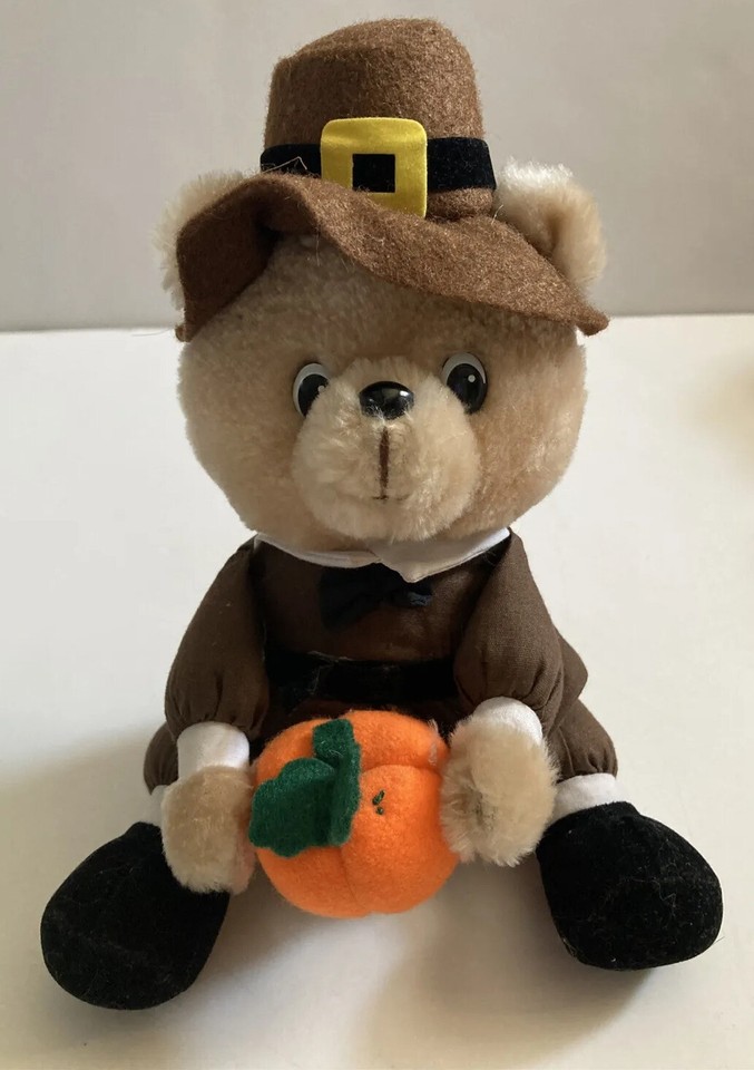 VTG 2 Russ Berrie Thanksgiving Pilgrim Plush Bears John & Priscilla ...