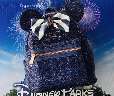 2021 Disney Cruise Line Minnie Mouse Navy Blue Sequined Backpack ...