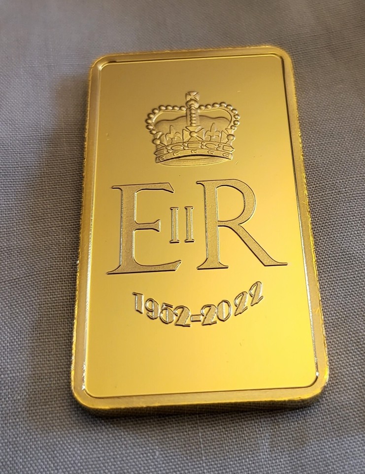 Queen Elizabeth II Gold Bar Platinum Jubilee King Charles III Royal ...