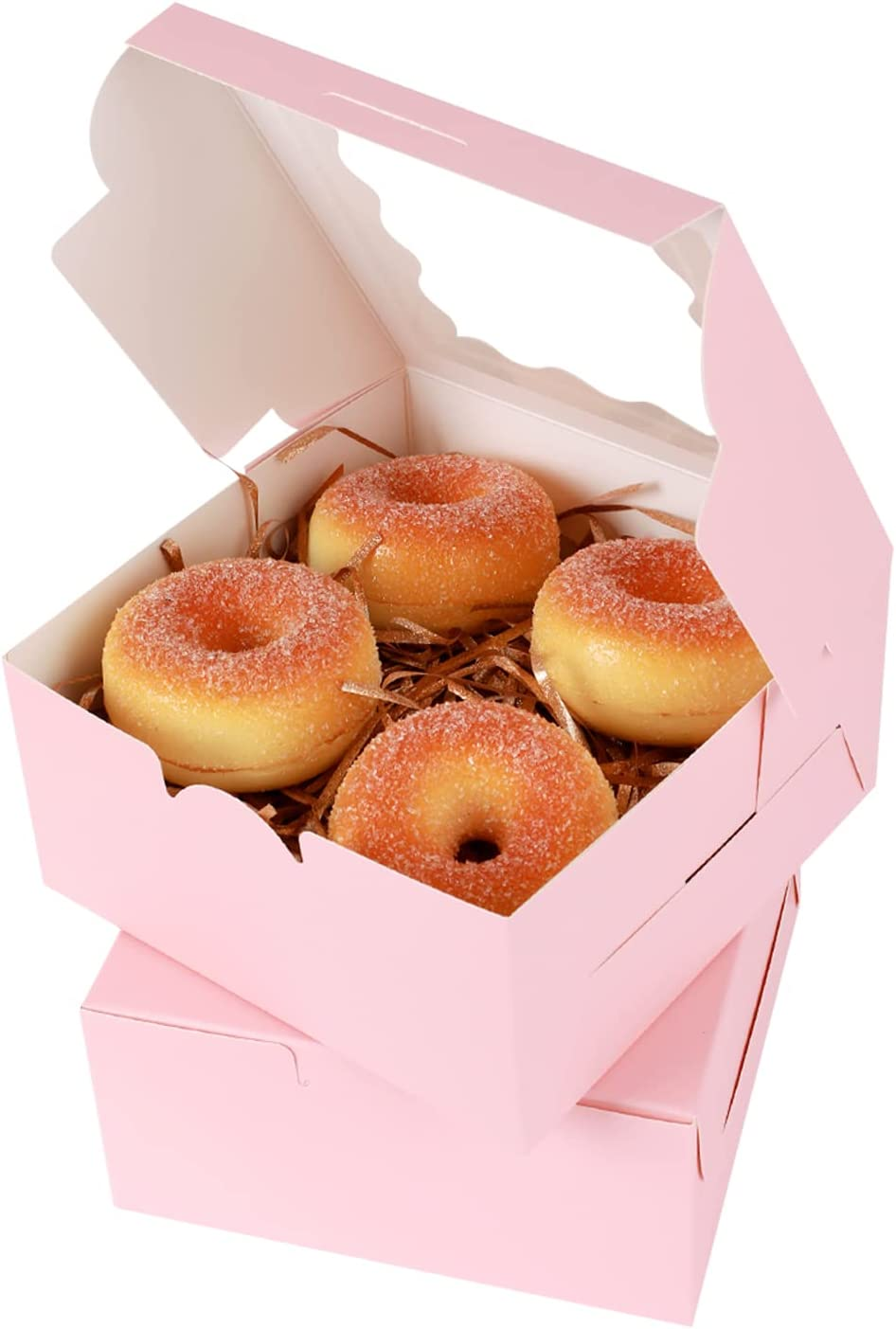 Pink Bakery Box with Window 60Packs 6X6X3 Pink Cookie Boxes Pastry Box ...