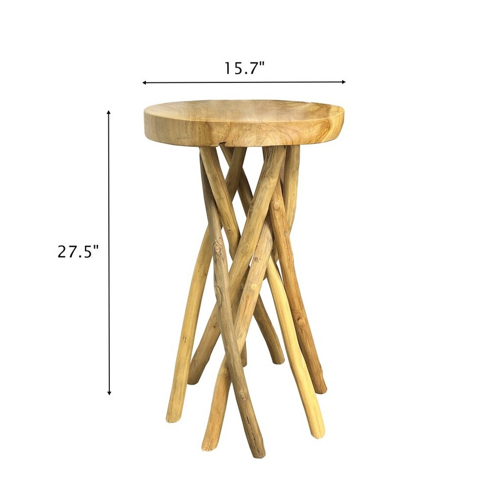 Teak Wood Branch End Table Rustic Side Table Small Accent Table Plant ...