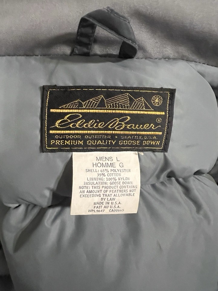 70s Vintage Large Eddie Bauer Grey Goose Down Puffer Jacket Incredible ...