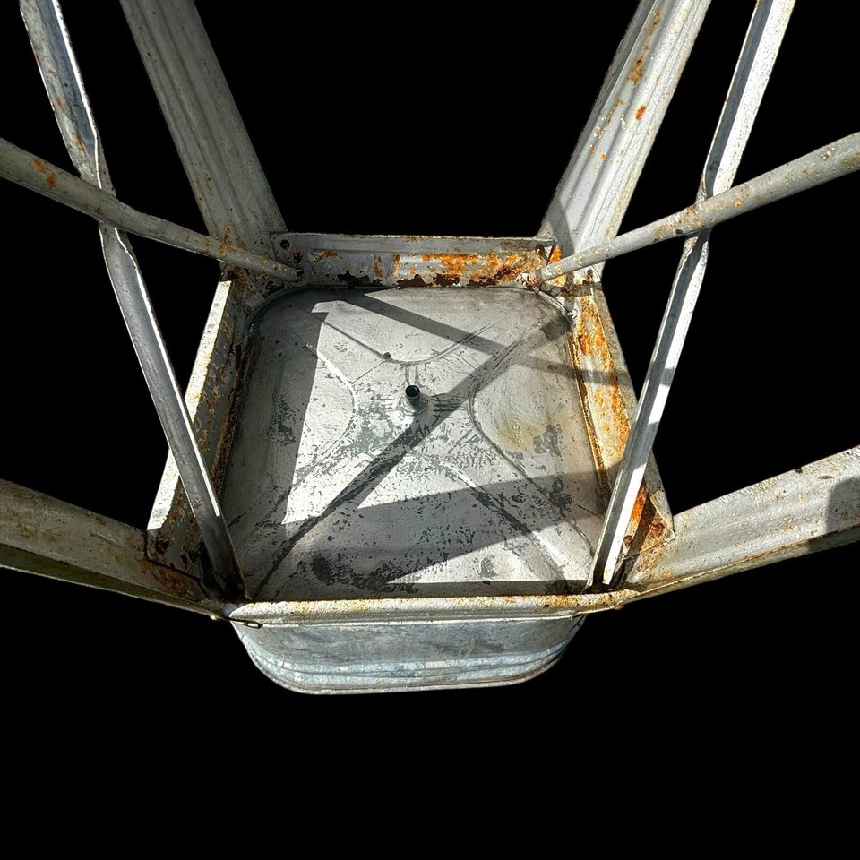 Vintage Basin Farm Wash Tub Wheeling Stand Galvanized Metal Stand Drain ...