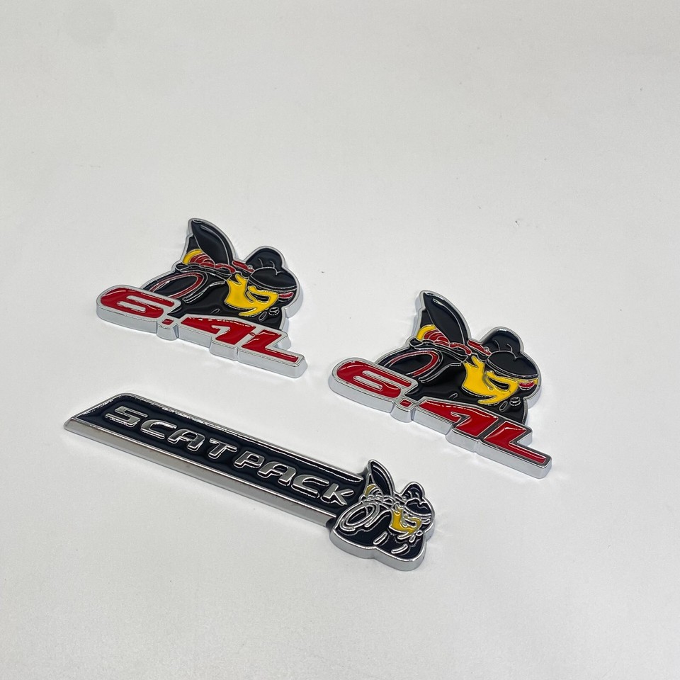 3Pcs 6.4L Super SCAT PACK Bee Emblems Badges 3D Sticker Trunk Fit All ...