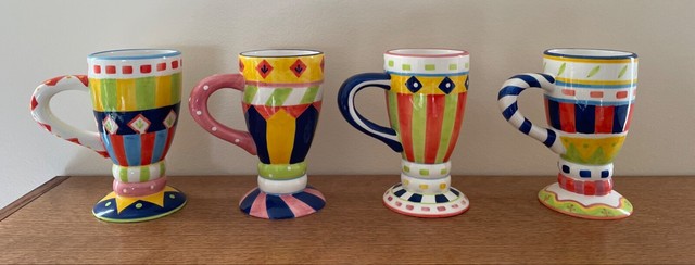 4 Bella Casa 12oz 6" Footed Coffee Tea Mugs By Ganz for sale online | eBay