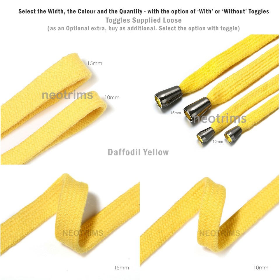 Drawstring Cord Cotton Hoodie String for Sweatshirt,10 & 15mm,Toggle ...