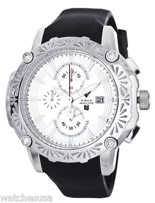 Aqua Master W#NJ106 Nicky Jam Chrono Silver-Tone Dial Black Rubber Band ...