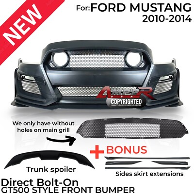 Fits 2010-2014 Ford Mustang GT500 to S550 GT500 Style Front Bumper ...