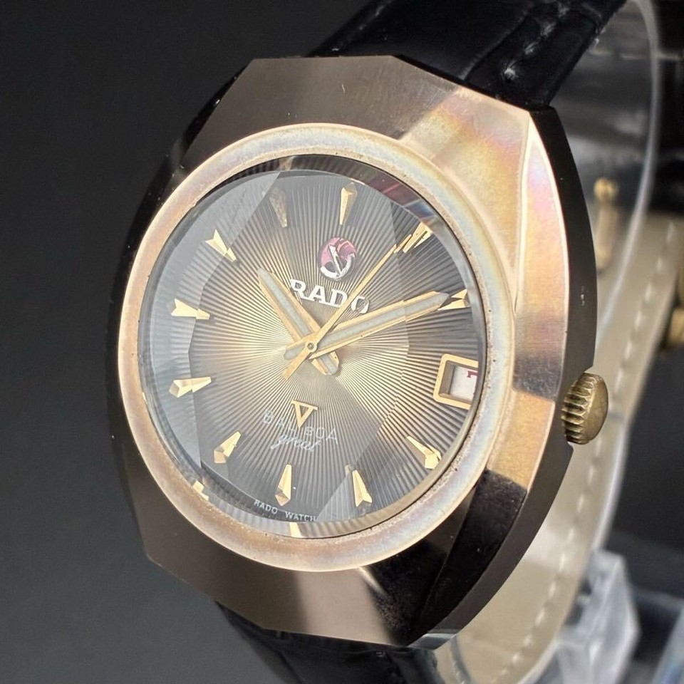Rare RADO Balboa 1970s Mens Automatic Date Cut Glass Watch 35mm Wrist ...