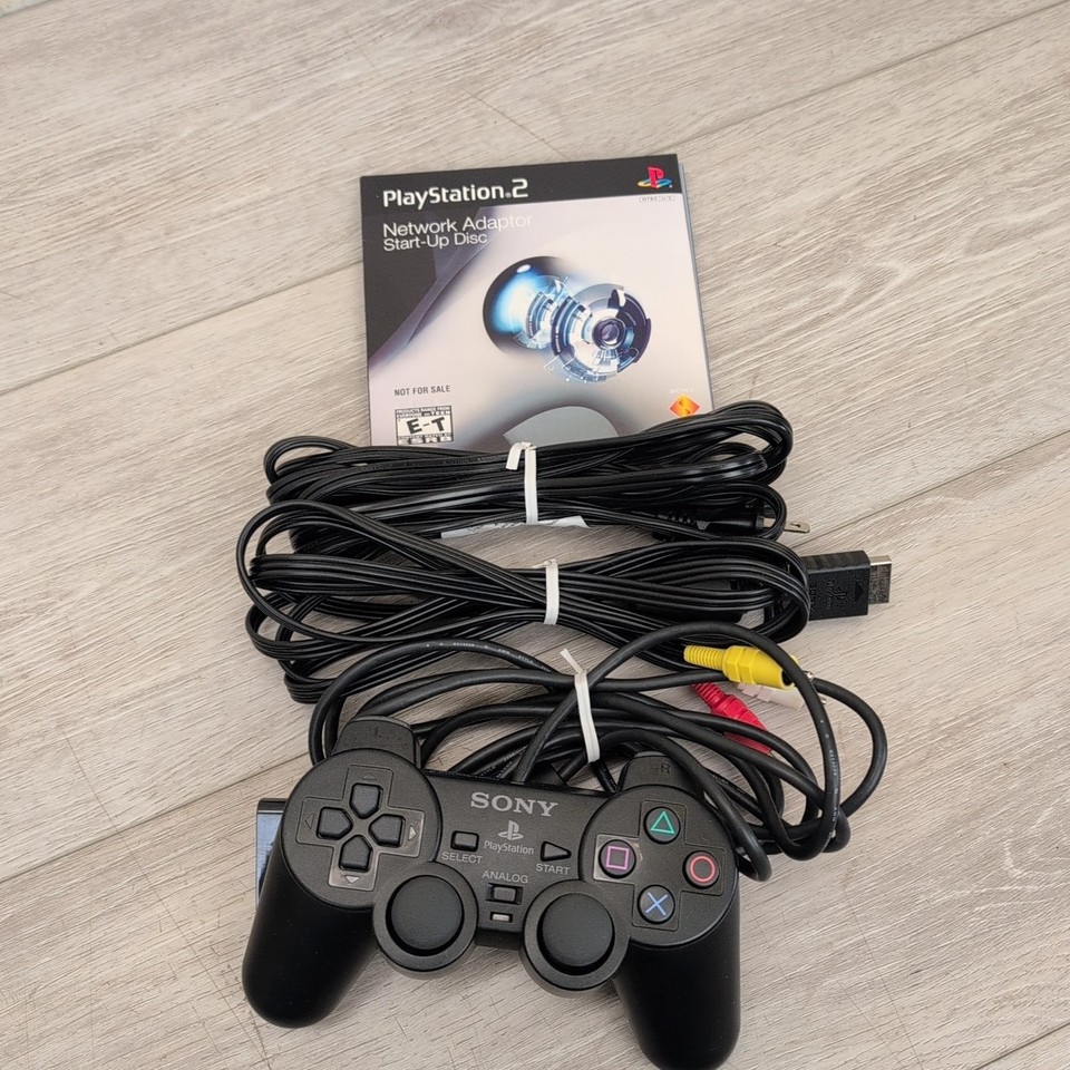 Sony PlayStation 2 Fat Console Black SCPH-50001/N W/ Network Adapter ...