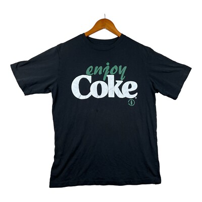 Vintage Enjoy Coca Cola Indie Green Soda Coke Black T-Shirt Men's Size ...