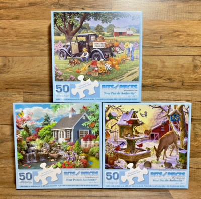 NEW - LOT / 3 - BITS & PIECES PUZZLES - 50 PC - HOME GROWN - LANDSCAPE ...