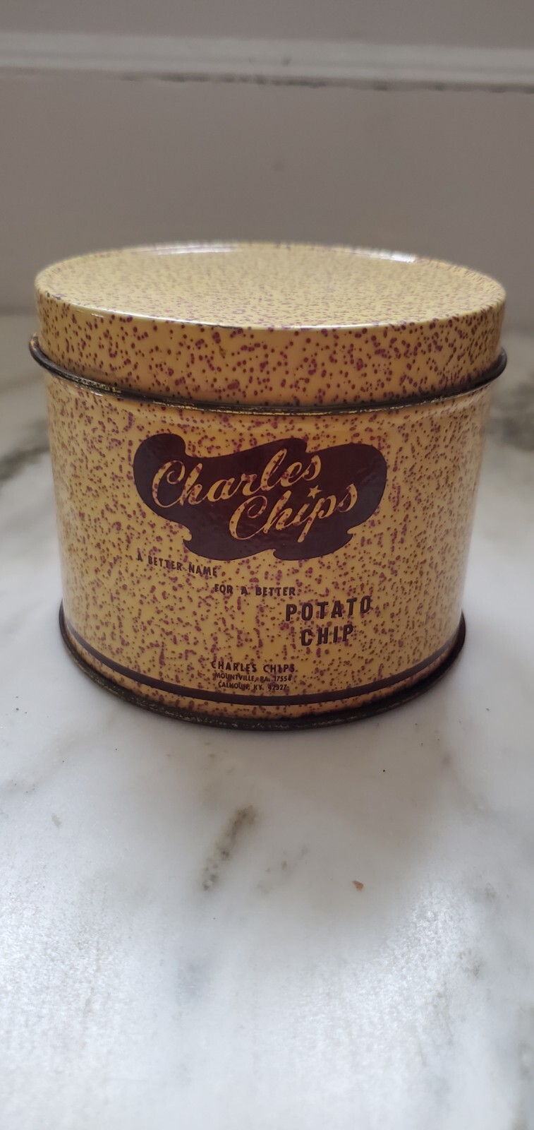 Charles Chip Salesman Sample Mini Potato Chip Tin CANDY Tin Box Can ...