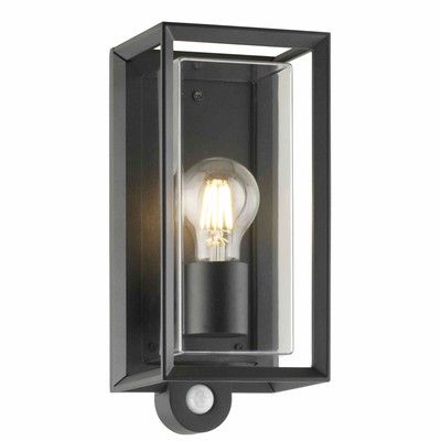 Black PIR Motion Sensor Security Light IP44 Outdoor Garden Porch Wall ...
