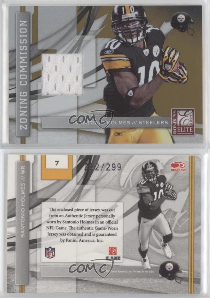 2009 Donruss Elite Zoning Commission Jerseys /299 Santonio Holmes #7 ...