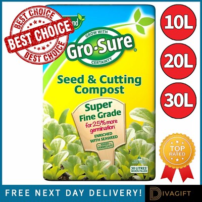 SEED AND CUTTING COMPOST GRO SURE SUPER FINE VERMICULITE 10L 20L 30L ...
