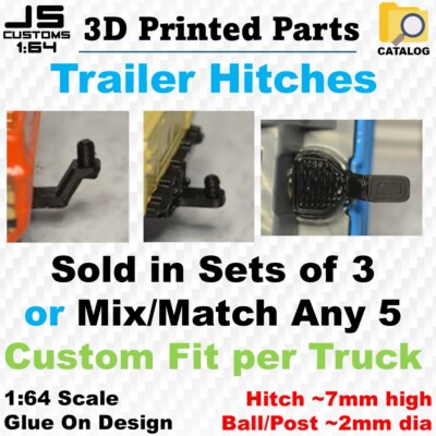 Trailer Hitches - Tow Bar - 3D Parts - Hot Wheels / Matchbox 1:64 Scale ...