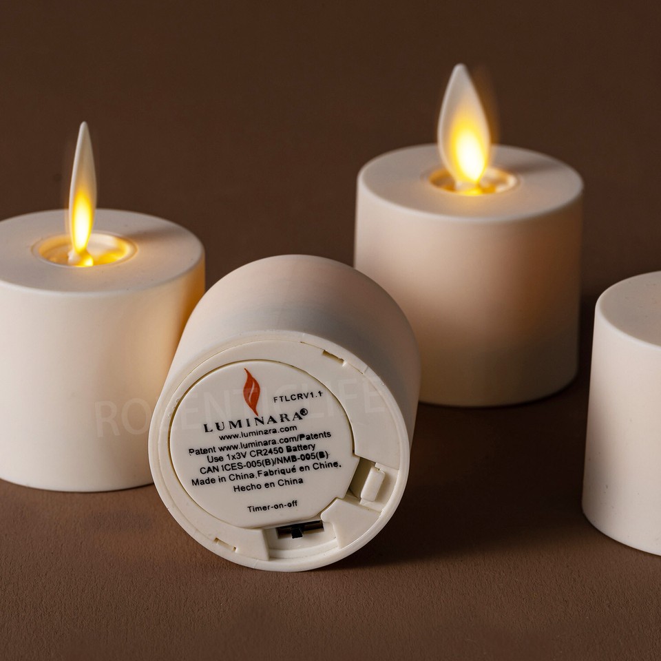 Set of 6 Luminara Flameless LED Tealight Candles Ivory Moving Flame Tea ...