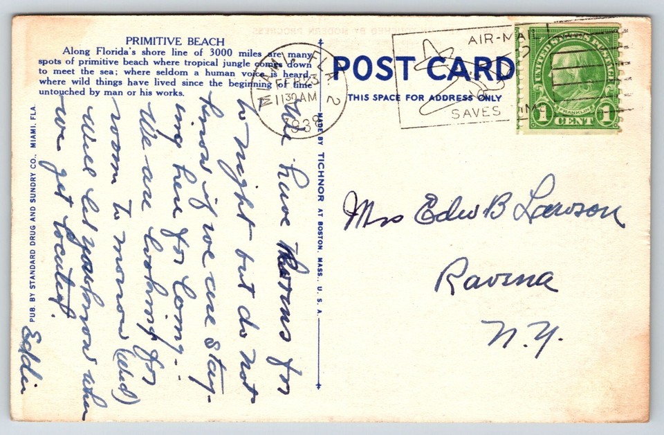 Primitive Beach on Florida Key Untouched by Modern Progress Posted 1938 ...