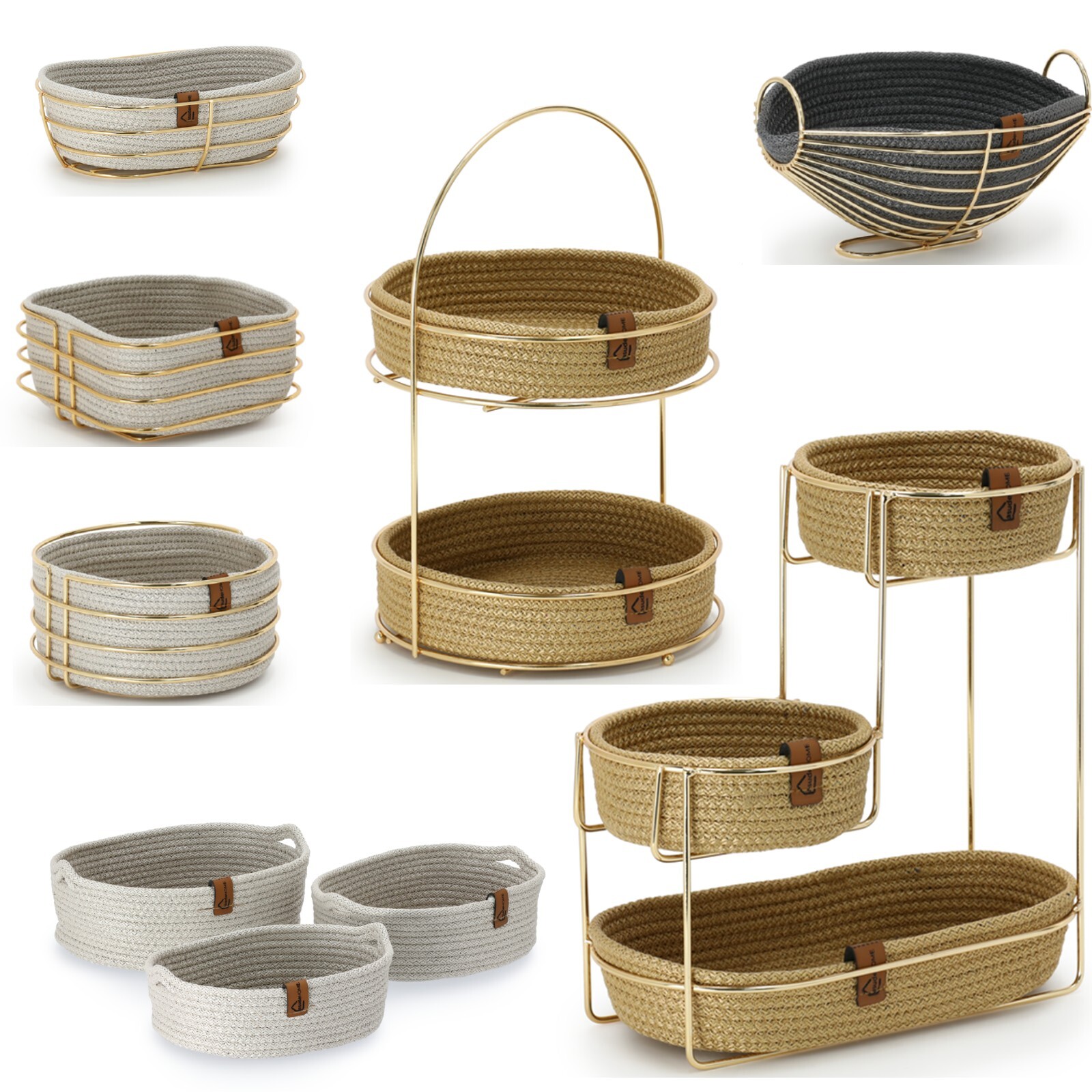 Woven Storage Basket Unit Bedroom Bathroom Baskets Home Organiser Metal ...