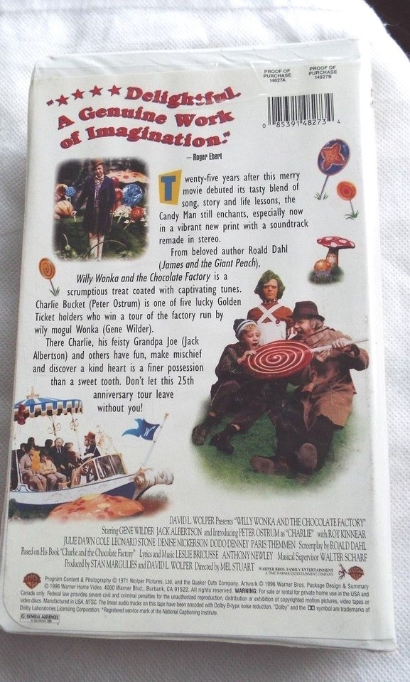 Willy Wonka and the Chocolate Factory 1996 (VHS) 25th Anniversary ...