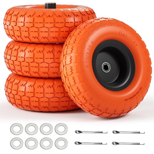 10 Flat Free Tires Solid Rubber Tyre Wheels，4.10/3.50-4 Air Less Tires ...