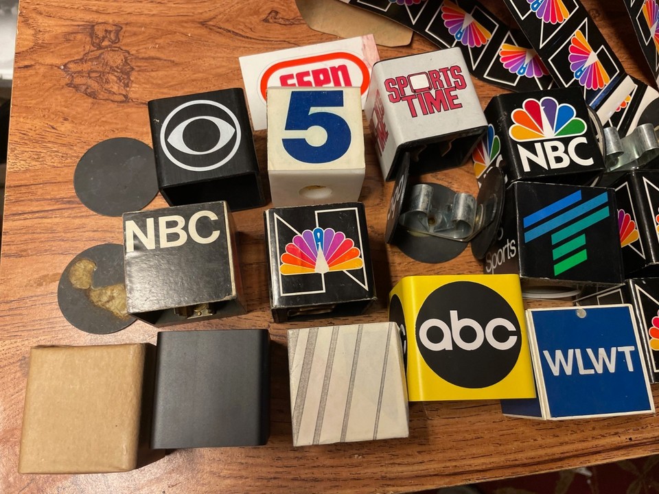 Collection of Vintage TV Microphone Cubes (Flags) from NBC, CBS, ABC ...