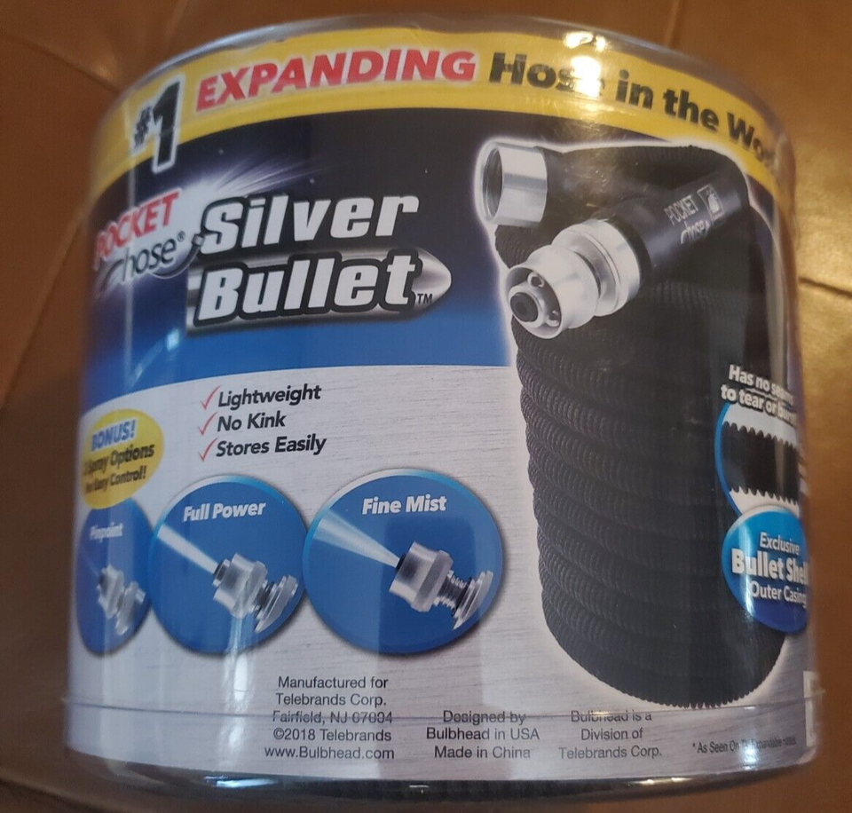 Pocket Hose Silver Bullet Water Hose - Expandable Garden Hose w spray ...
