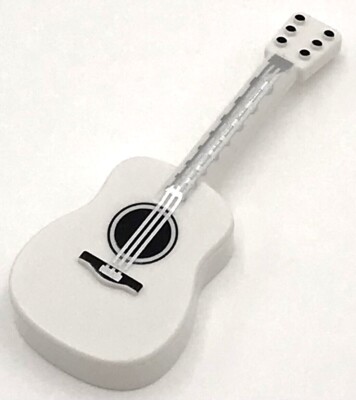 Lego New White Minifigure Utensil Guitar Acoustic with Silver Strings ...