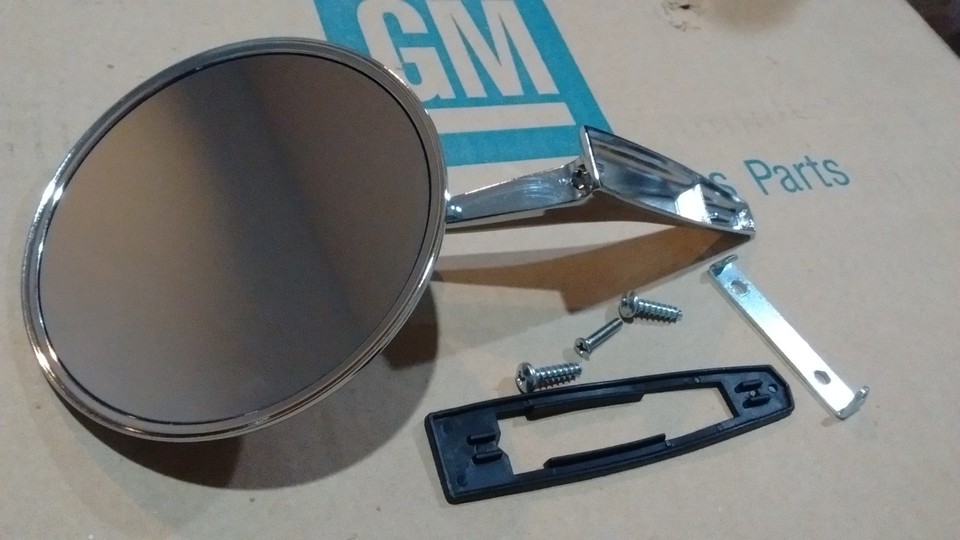 outside round bowtie chevy side view mirror Chevelle Nova Camaro ribbed ...