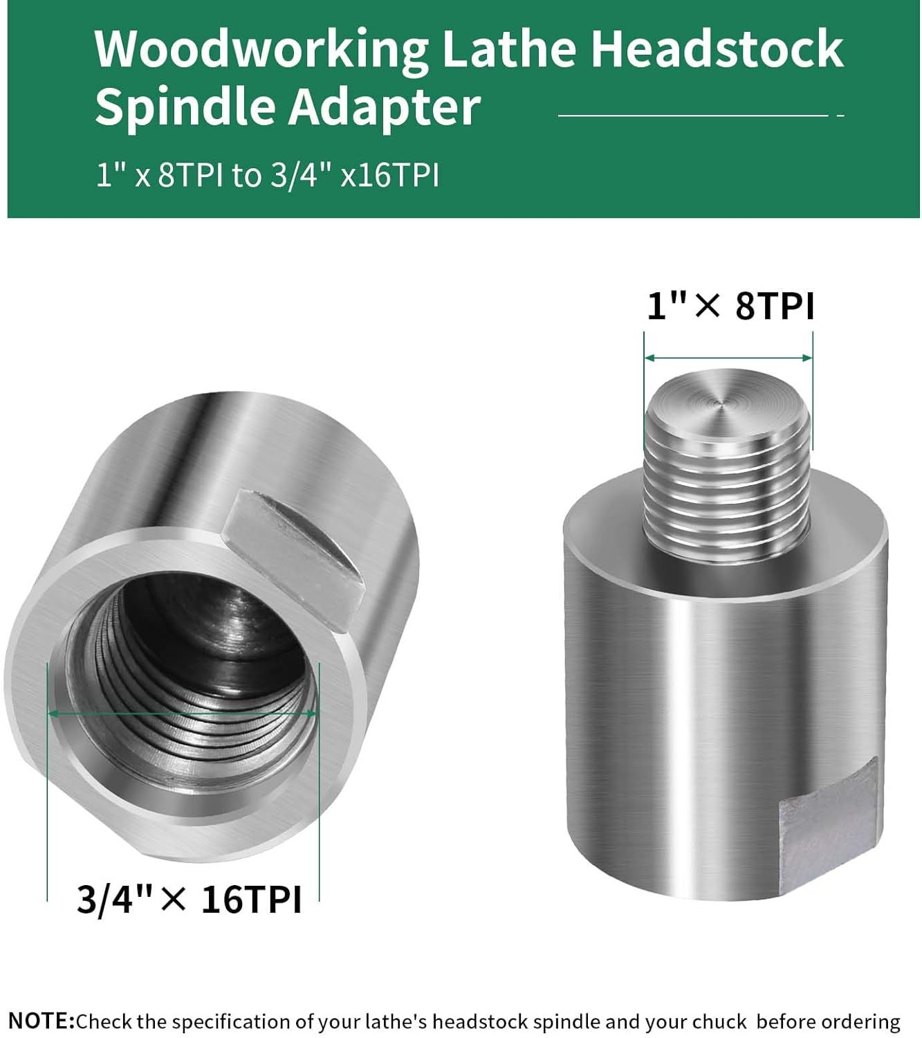 ALL SIZES Lathe Headstock Spindle Adapter,Converts v1 for woodworking ...