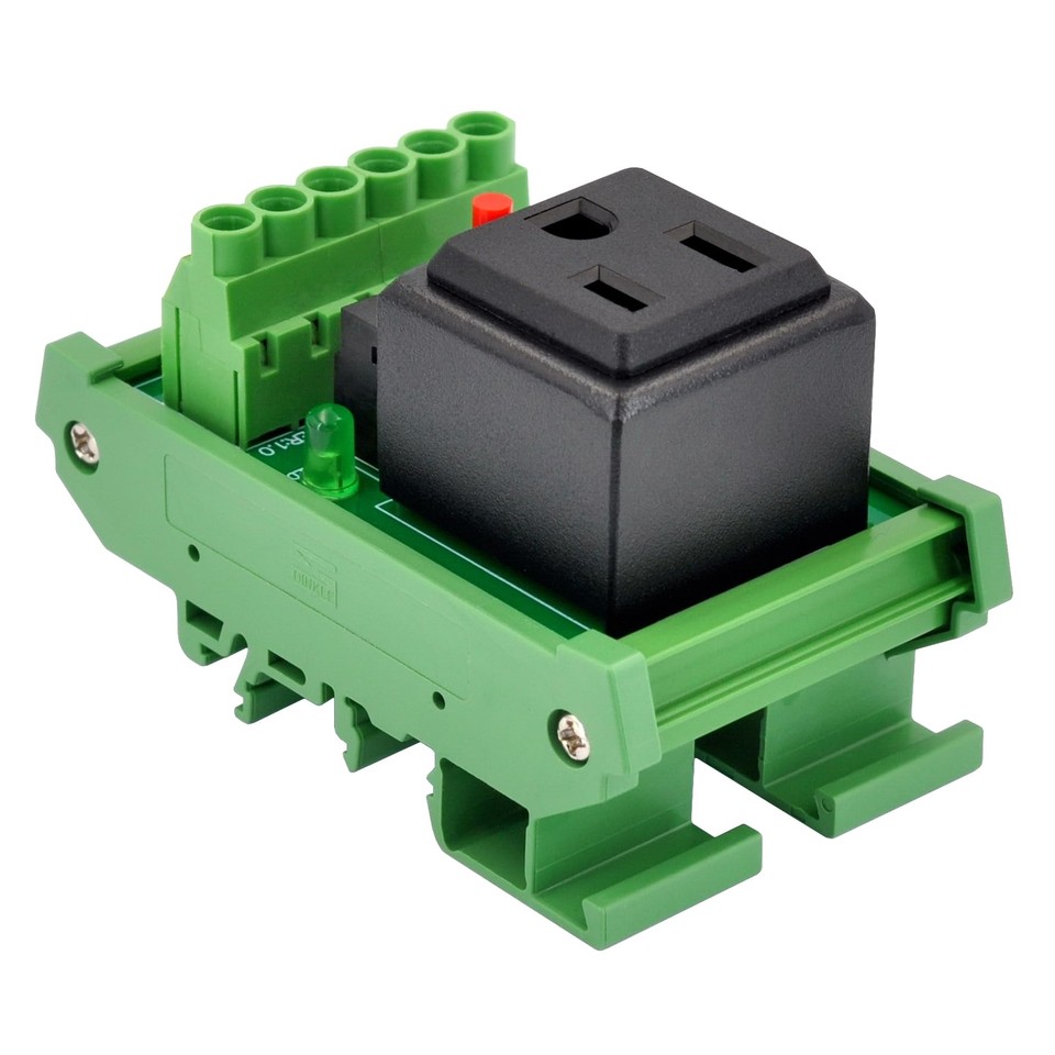 DIN Rail Mount AC 120V NEMA 5-15R Receptacle Outlet Power Module with ...