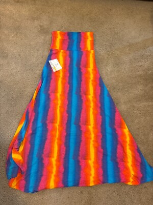 LuLaRoe Maxi Skirt Tie Dye Rainbow Sz XXS Fit Foldable Waist Stretch | eBay