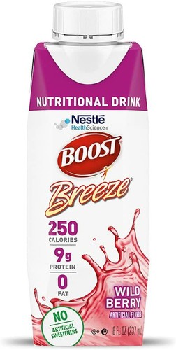 Nestle Boost Breeze Nutritional Drink, Wild Berry, 8 oz Carton, Case of ...