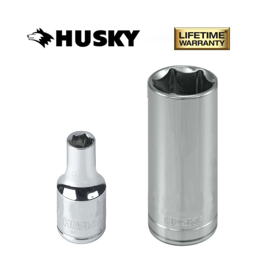 New Husky Socket 1/4", 3/8" or 1/2" Drive 6/12 Pt Shallow / Deep SAE mm ...