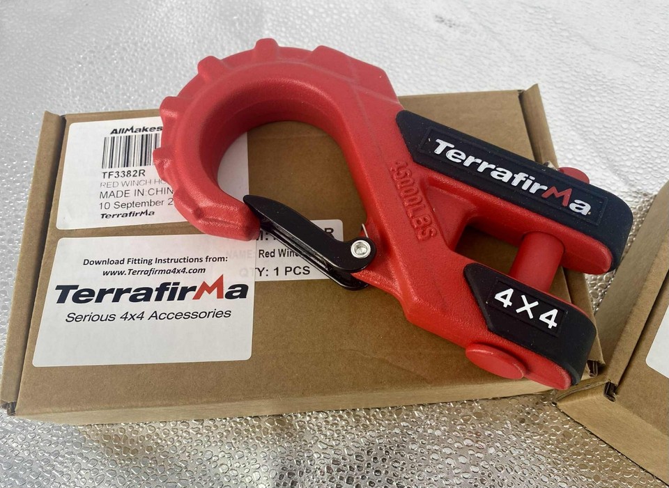 Terrafirma Red Extreme Winch Hook 45000lb Offroad 4x4 Recovery Cable ...