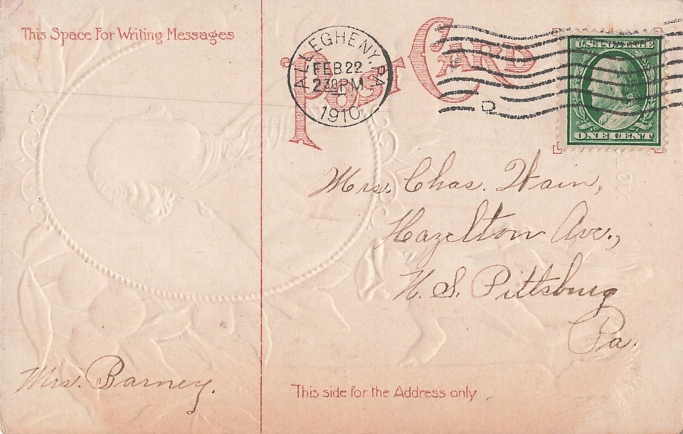 Vintage George Washington Birthday Postcard Cherry Tree Axe Postmark ...