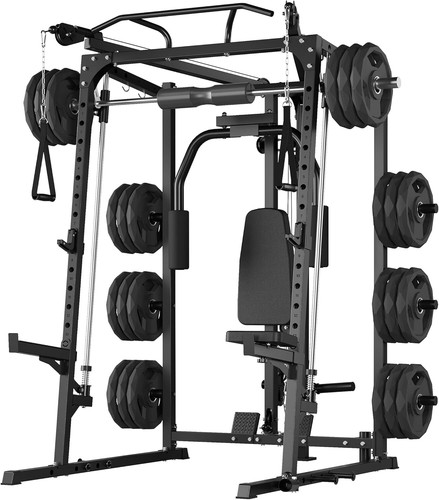 Smith Machine, 2000LBS Power Cage Squat Rack with Chest Fly Machine ...