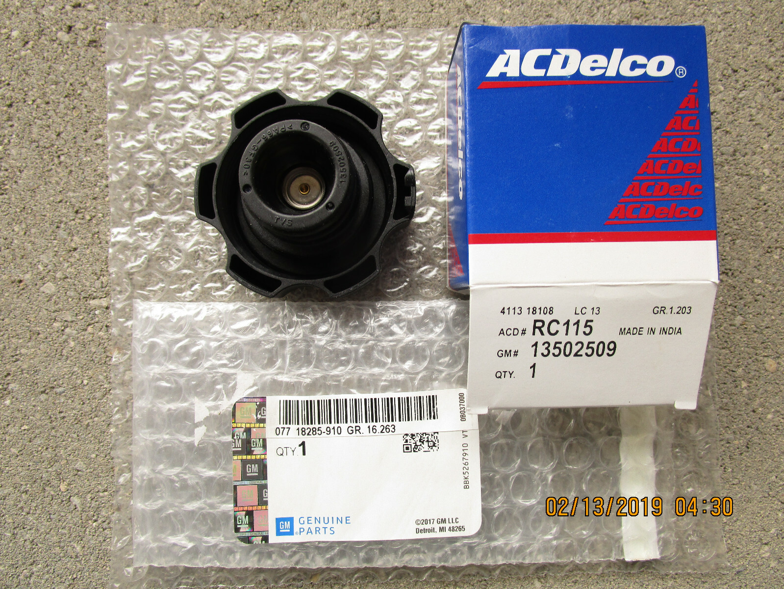 GM 13502509 ACDELCO RC-115 RC115 RADIATOR ENGINE COOLANT FLUID TANK CAP ...