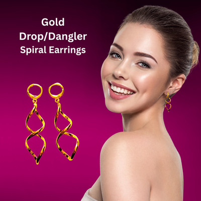 Gold Drop/Dangler Spiral Earrings | eBay