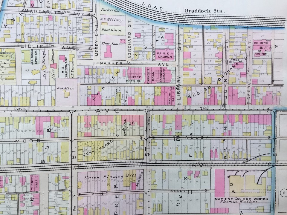 1895 BRADDOCK PITTSBURGH PENNSYLVANIA 6TH-9TH STREET - MILLS STATION ...