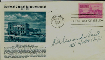 "New Jersey Senator" Howard Alexander Smith Signed FDC Dated 1950 | eBay