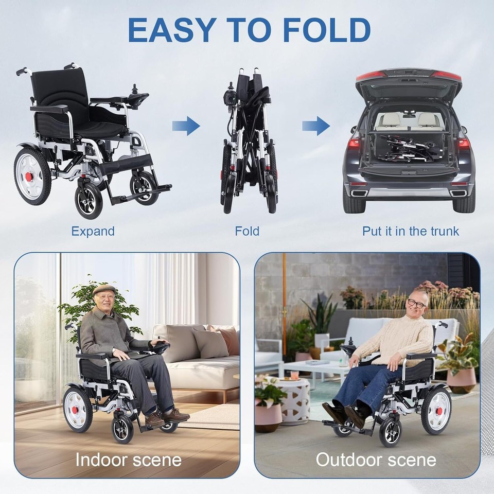 500W Dual Motor Electric Wheelchair Folding Mobility Aid Motorized ...