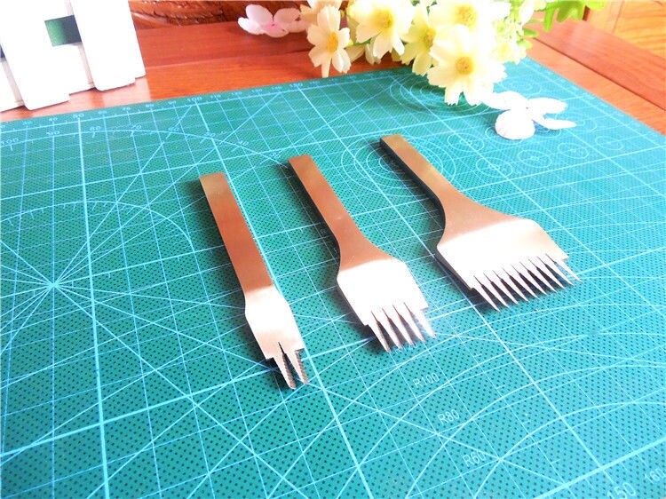 3mm French Style leather Craft Stitch Lacing Punch Chisel Tool Kit 2+5 ...