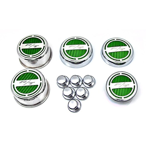 Chrome Cap Covers w/Green Carbon Fiber Inlay for 08-16 Dodge Charger V8 ...